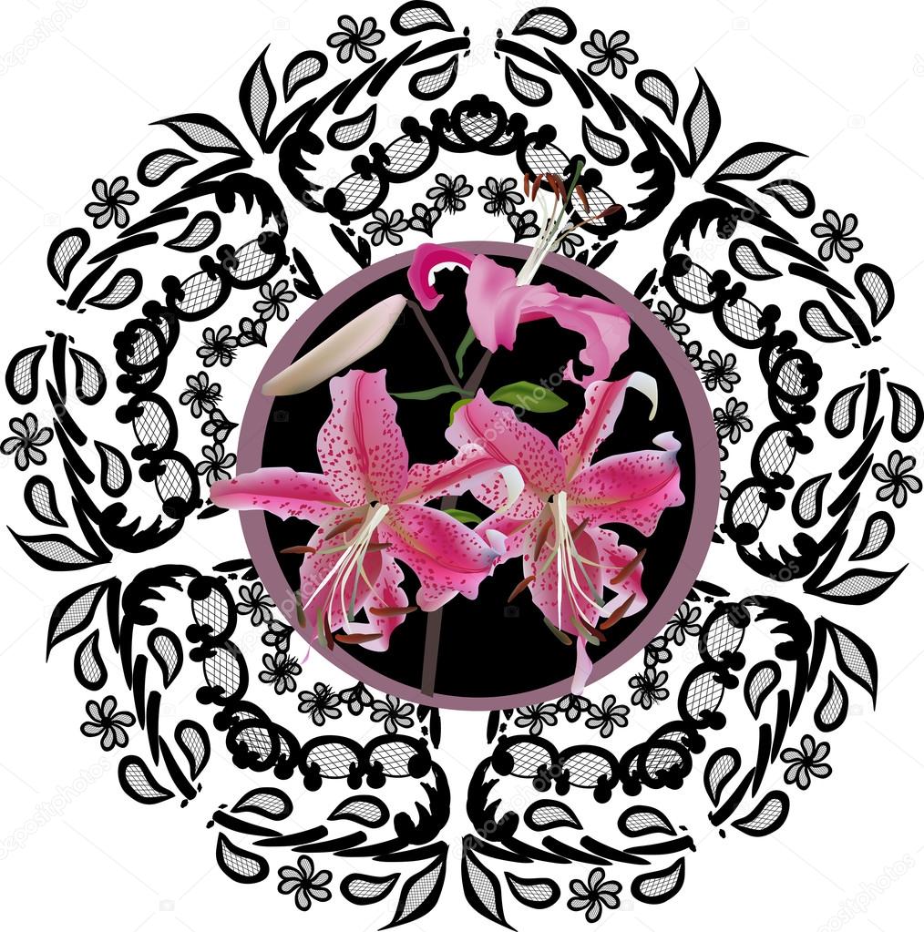 Bunch of pink lily flowers Stock Vector by ©Dr.PAS 84201964