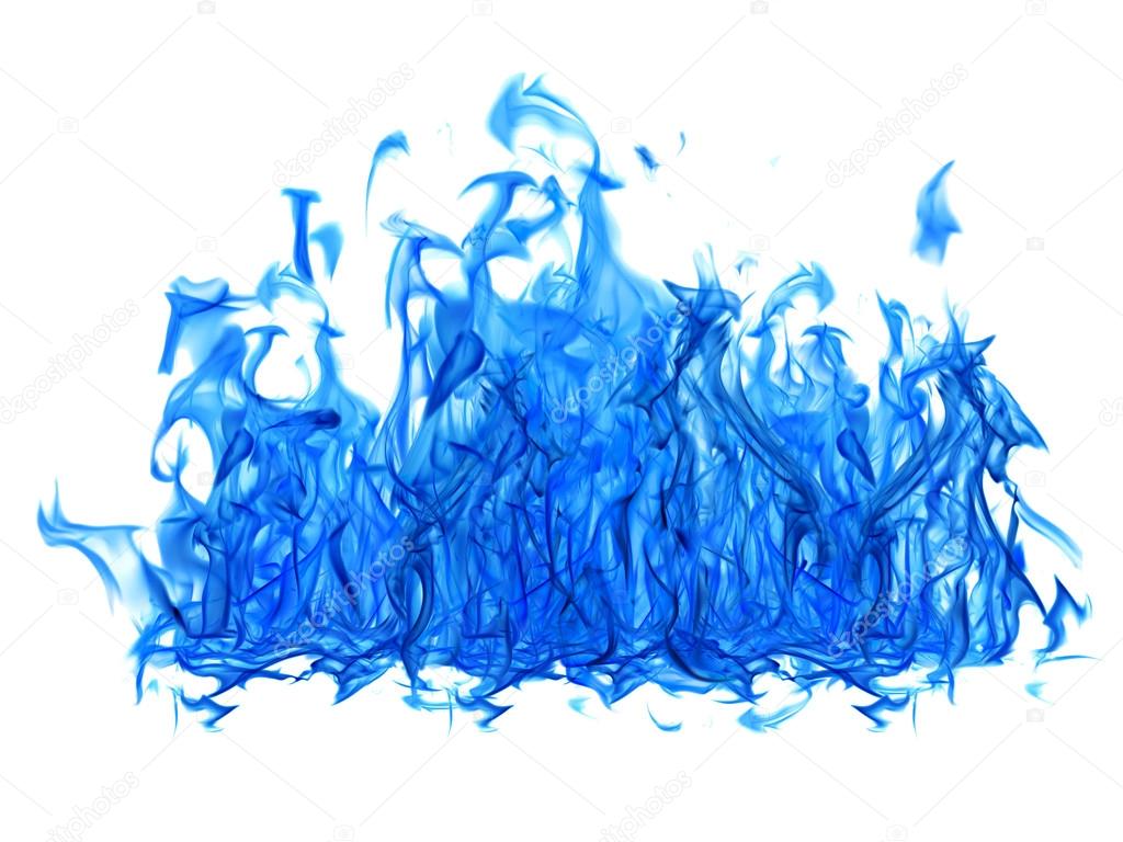 Blue Fire White Background Wallpaper