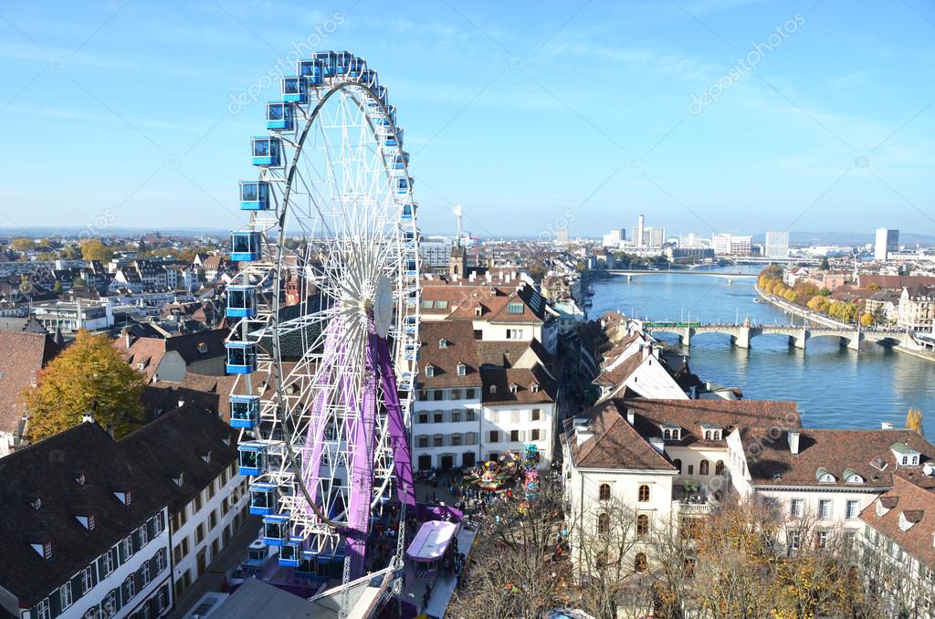Panorama of Basel with ferris wheel — Stock Photo © happyalex #102733076