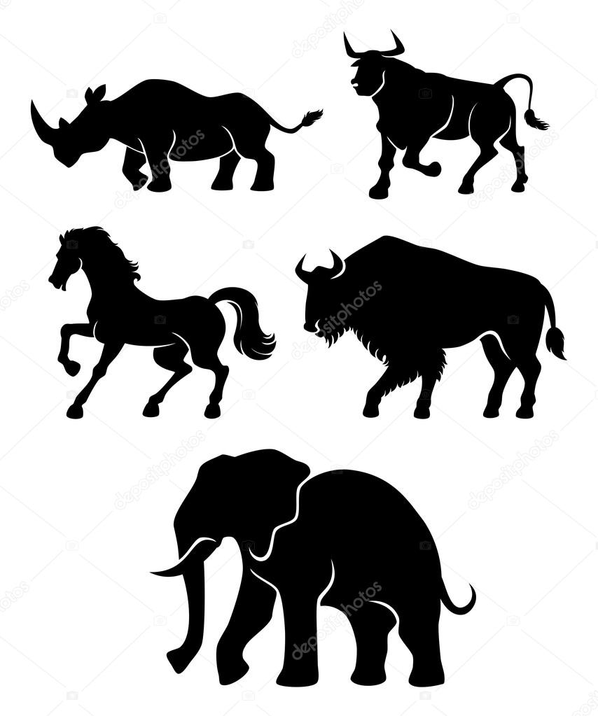 Set of power animals Stock Vector Image by ©masterOK #77864422