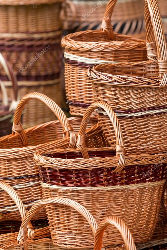 Handmade wicker basket — Stock Photo © digoarpi #93359380