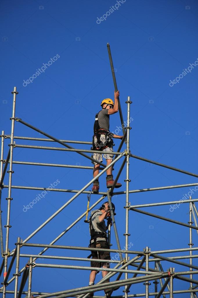 Construction worker on scaffolding — Stock Photo © portosabbia #71548253