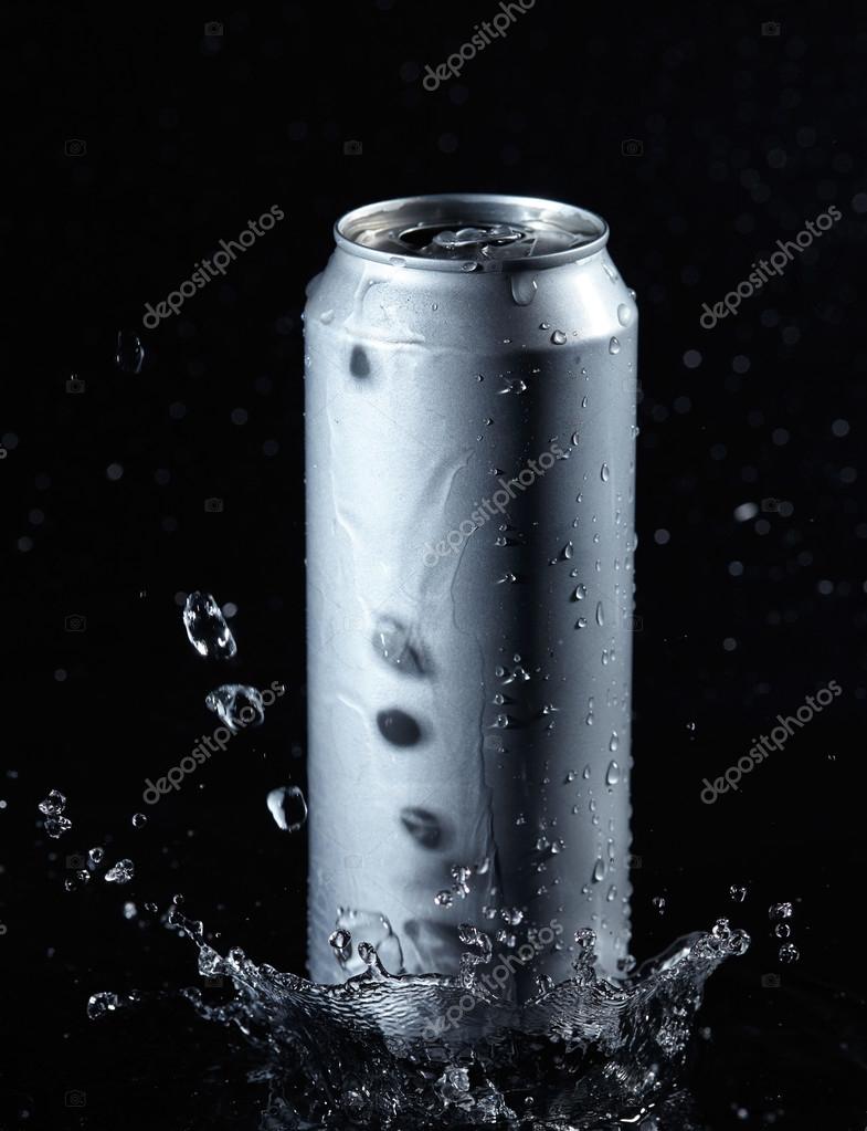 Beer can with water splashes Stock Photo by ©strelok 101304134