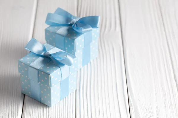 Blue polka dots gift boxes — Stock Photo © tashka2000 #62210109
