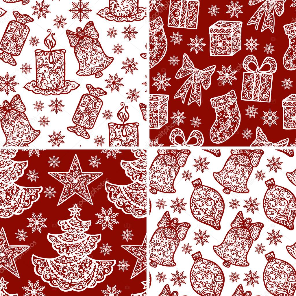 Seamless christmas patterns — Stock Vector © OlleVita #89381966