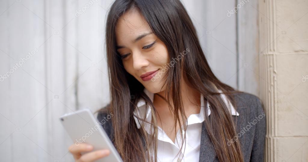 Woman sending text message — Stock Photo © dashek #99506138 Woman sending text message — Stock Photo © dashek #99506138