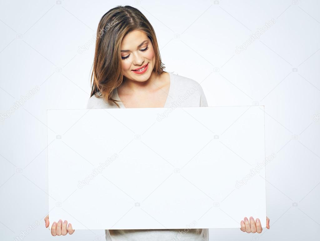 Holding Blank Poster