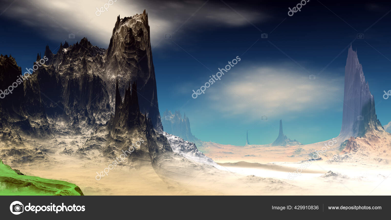 Fantasy Alien Planet Mountain Illustration — Stock Photo © ppl1958 ...