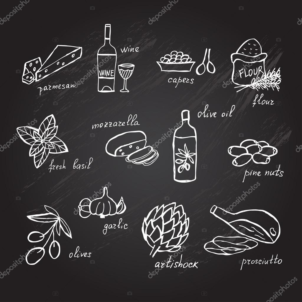 Hand drawn food ingredients Stock Vector Image by ©Chantall #73780739