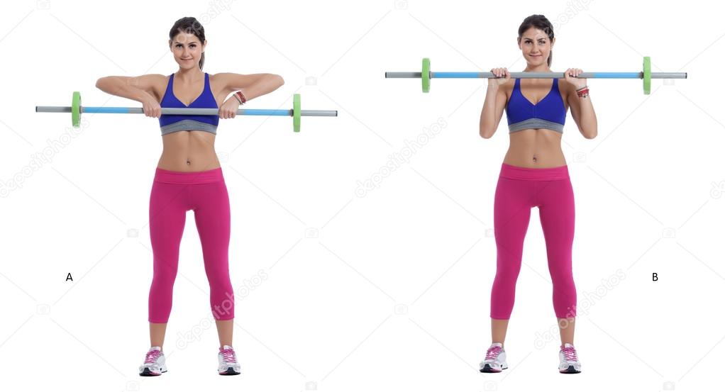 Barbell biceps and shoulder curls Stock Photo by ©blanaru 95336342