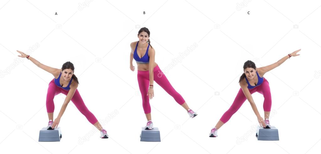 Aerobic Lateral jump on step — Stock Photo © blanaru #97457890