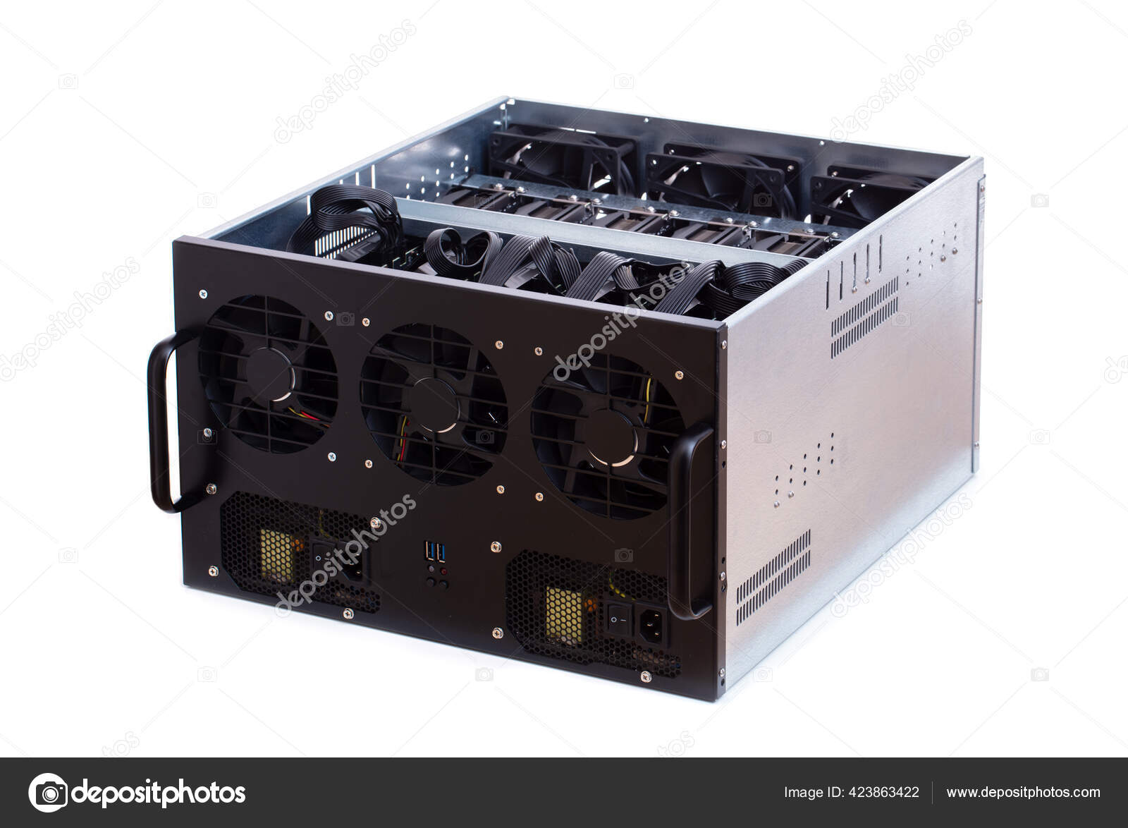 Bitcoin Cryptocurrency Miner Mining Computer Isolated White — Stock ...