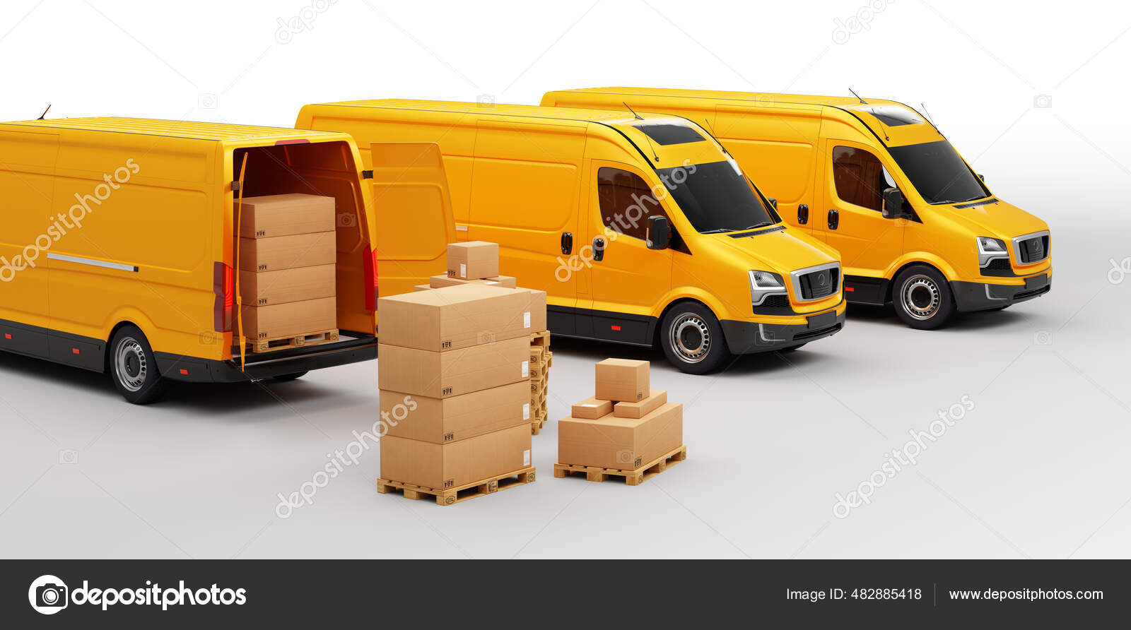 Parcel Delivery Van Transportation Trucks White Transport Shipping ...