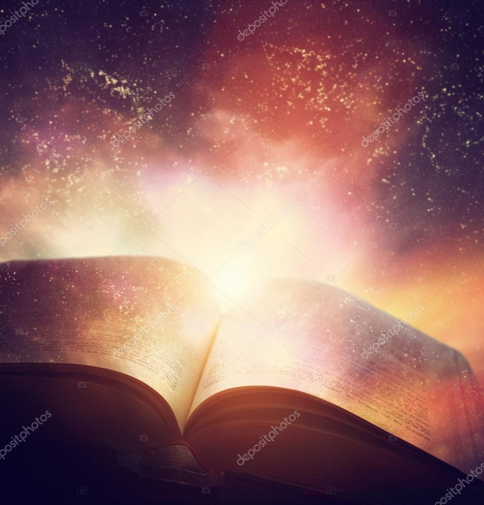 Book merged with magic galaxy sky Stock Photo by ©Photocreo 81395978