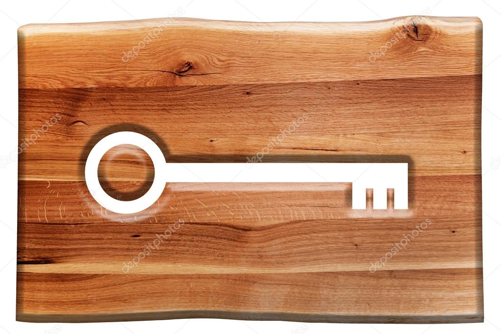 Key symbol cut in wooden board — Stock Photo © Photocreo #92943962