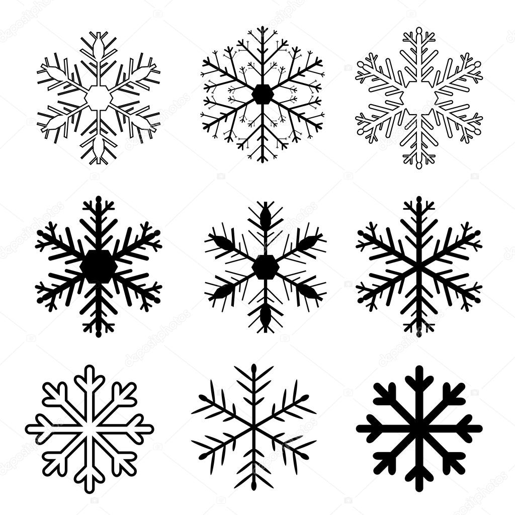 Set of vector snow flakes on white background, vector Stock Vector ...