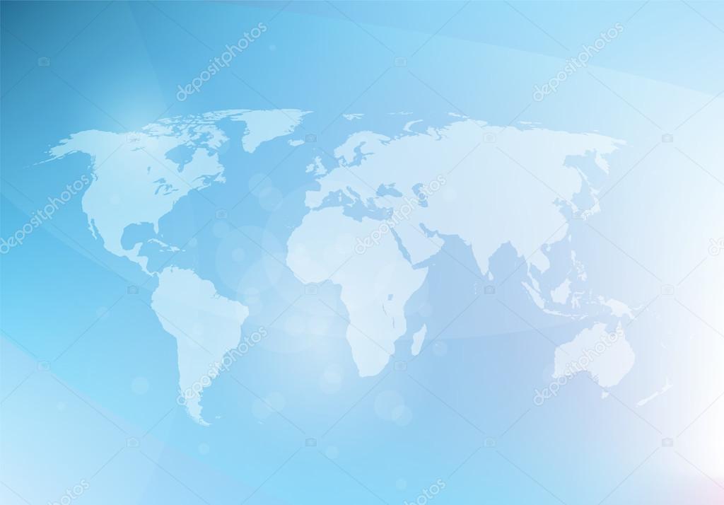 Abstract blue background with world map, vector Stock Vector by ...