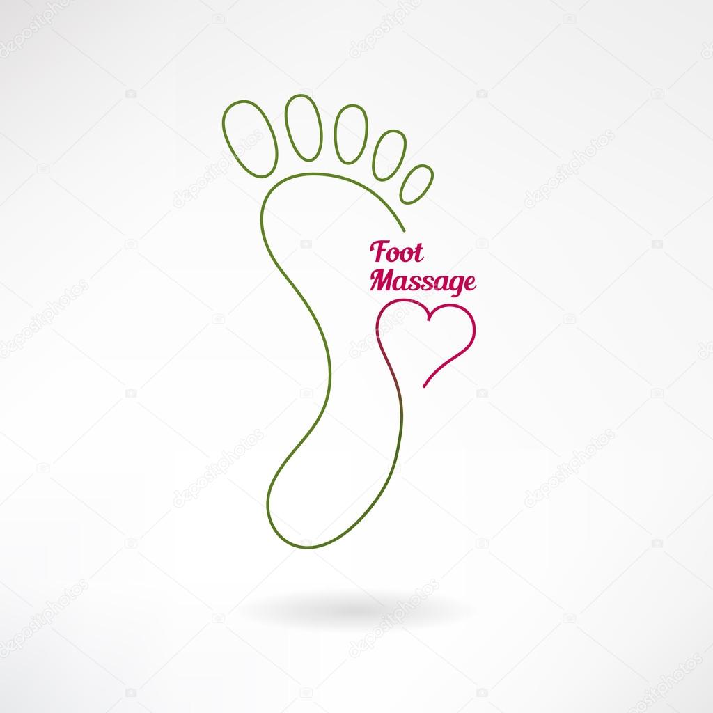 Massage sign and foot logo with heart. Vector Stock Vector Image by ...