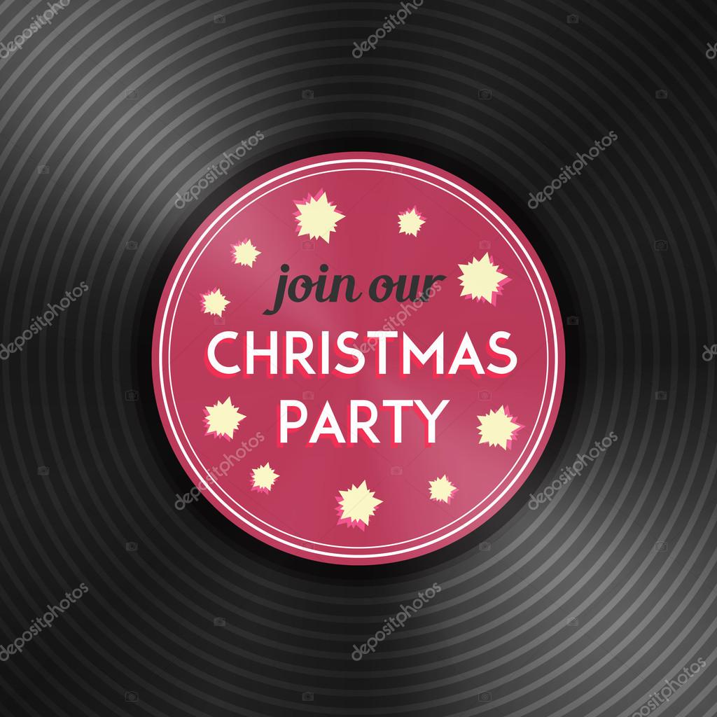 Christmas party flyer with vinyl record disc on it. New year ...