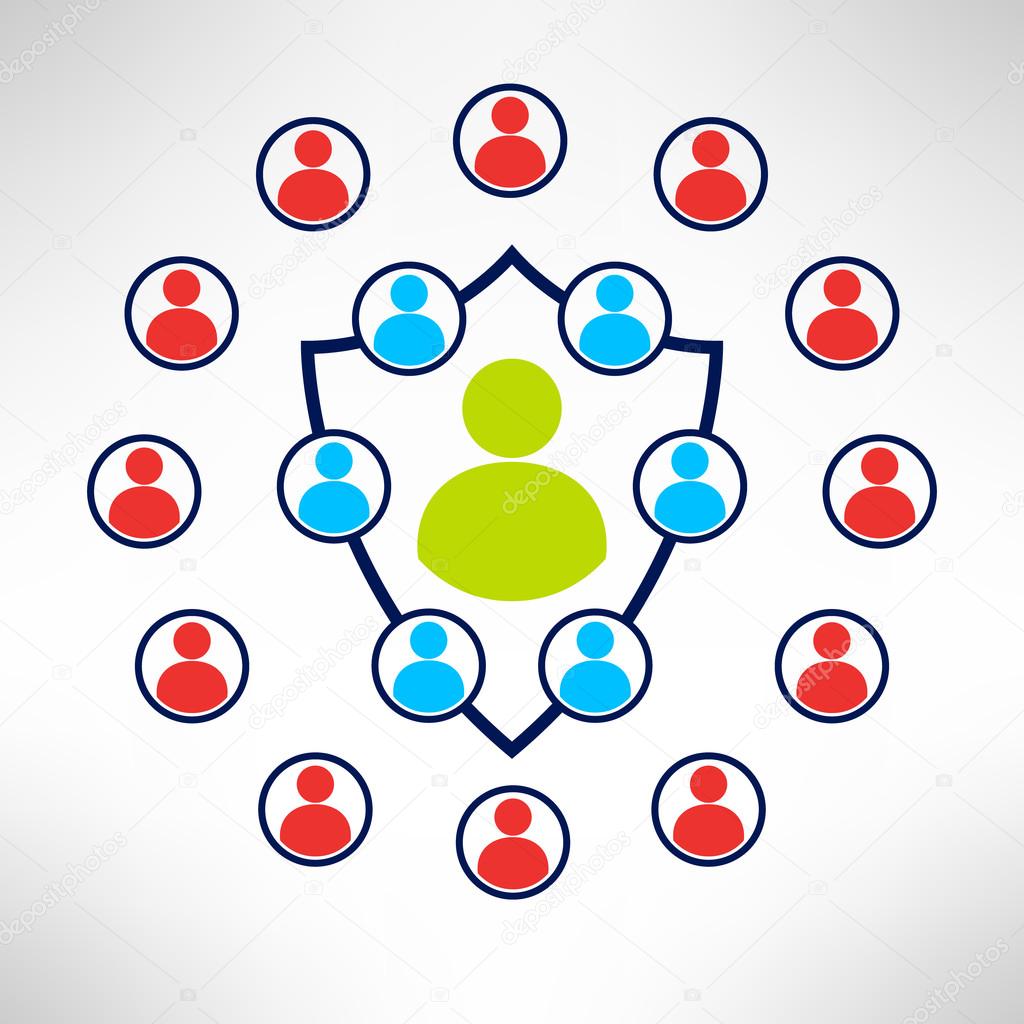 A group of people forming a shield with enemies around. Man defence ...