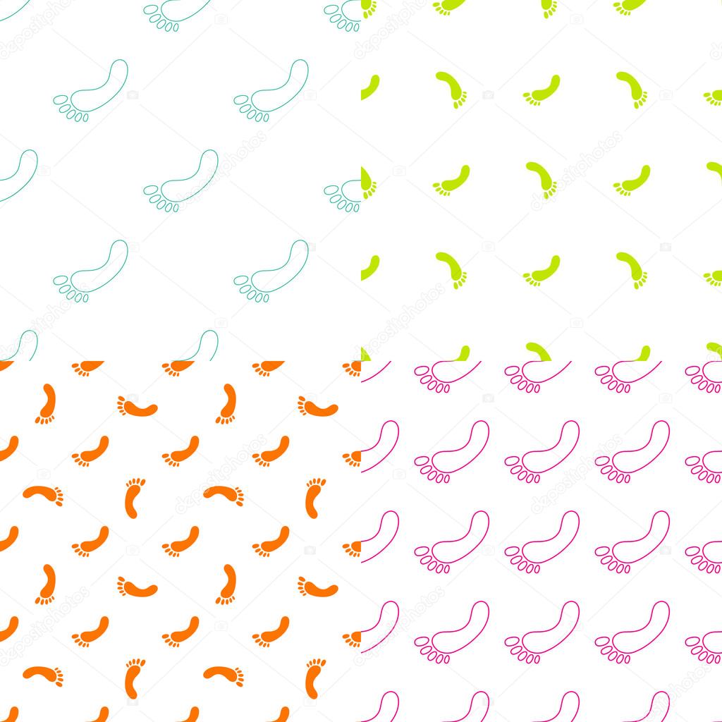 Feet seamless pattern and background set. Foot texture in modern clean ...