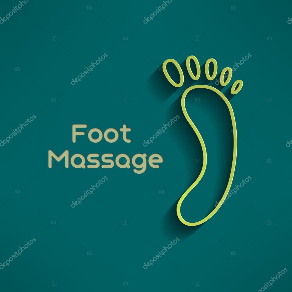 Bright Foot Massage Sign And Logo On Dark Green Background Footprint Sign Relaxation Emblem
