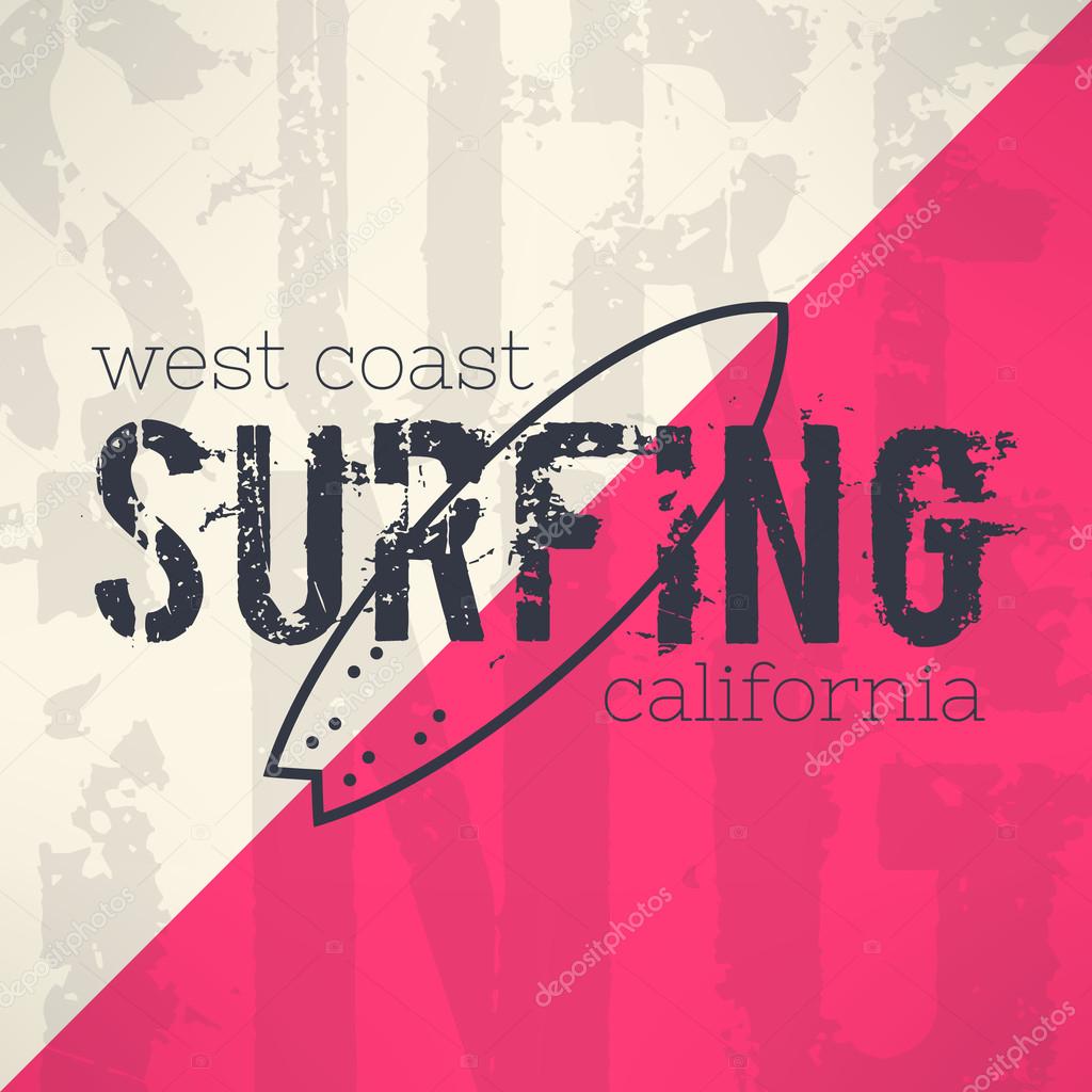 Surf typography | Surf typography in grunge design — Stock Vector ...