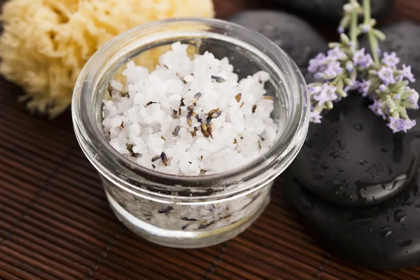 Homemade skin exfoliant (skin scrub) of sea salt, olive oil and - Stock ...