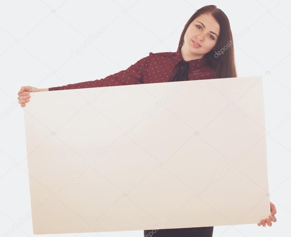 Blank canvas and woman Stock Photo by ©Dmitroza 104751010