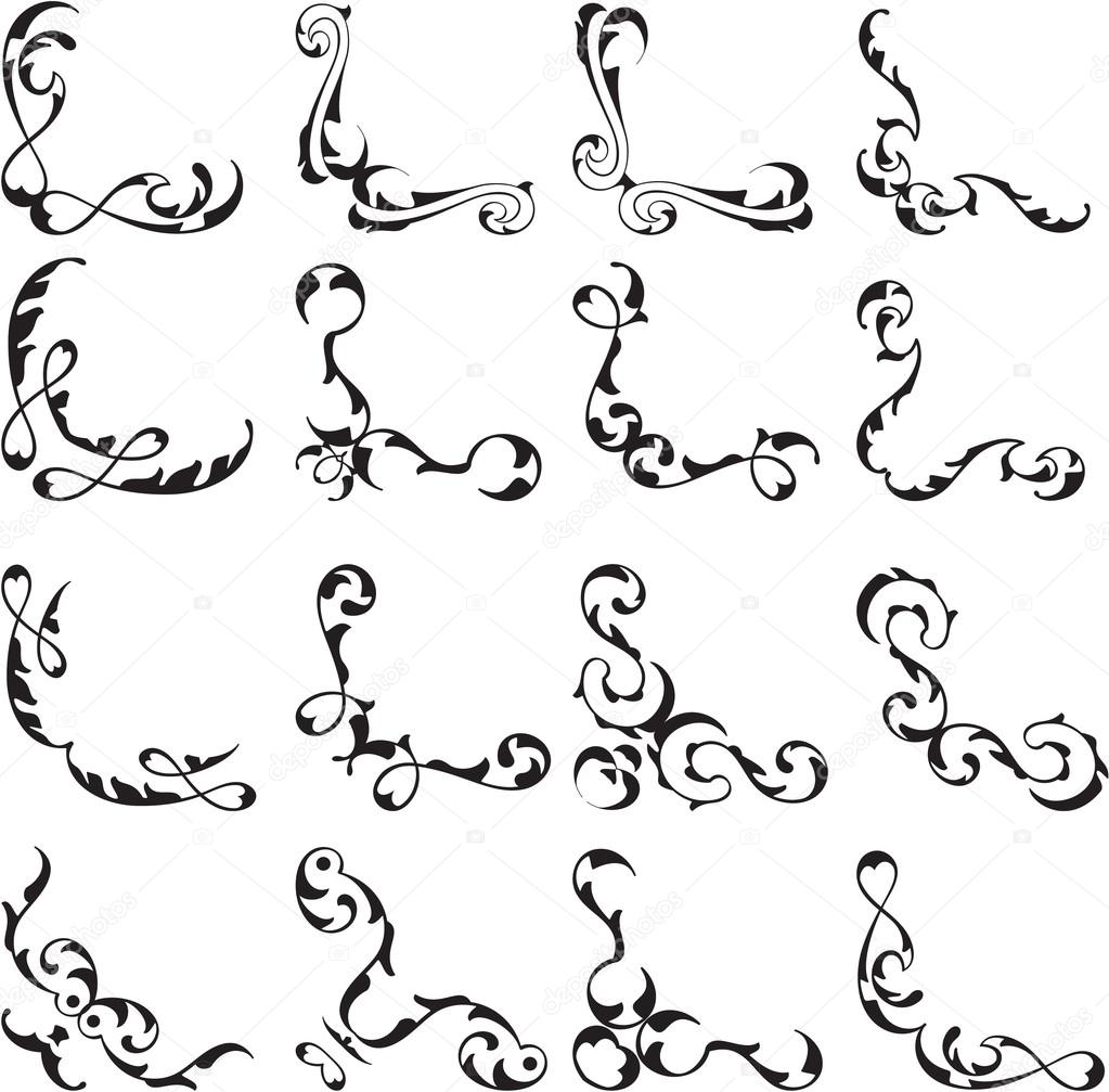 Ornate set of victorian corners — Stock Vector © buravtsoff #102863488