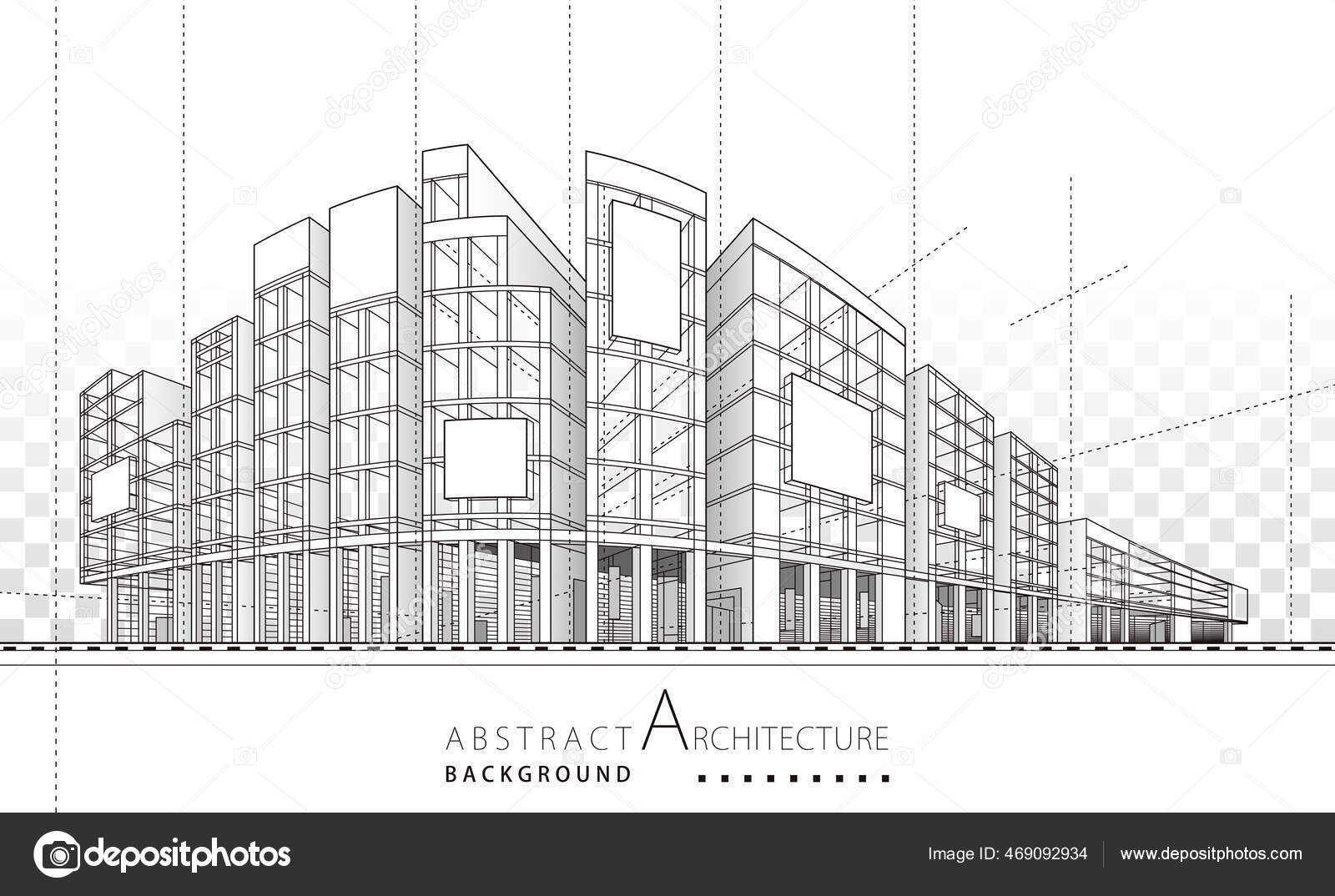 Architecture Building Construction Perspective Design Abstract Modern Urban Building Line Stock ...
