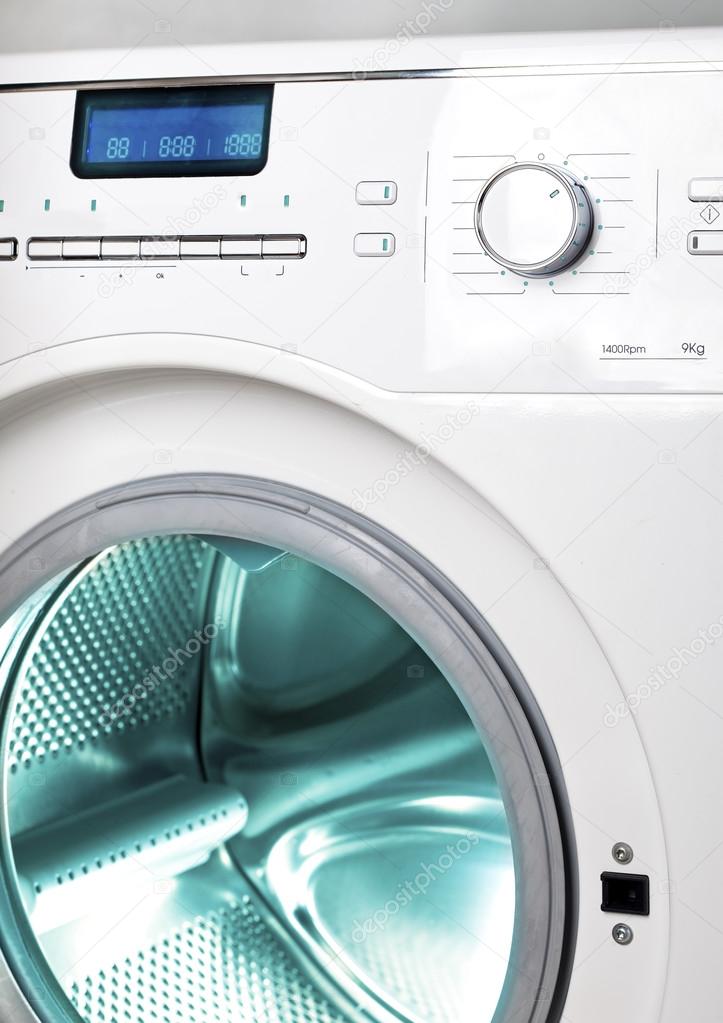 The washing machine, close up of the display, the manhole — Stock Photo ...