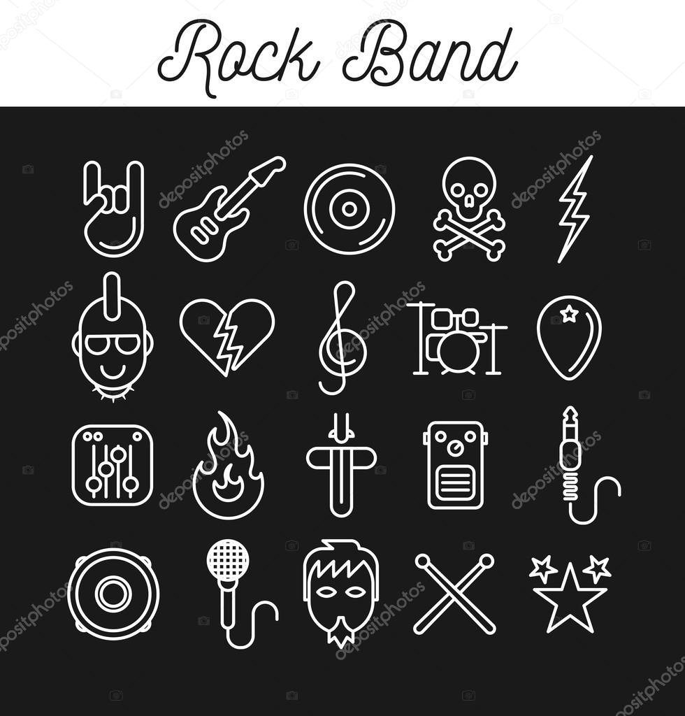 Rock Band Icon Set — Stock Vector © Yellowpixel 74993303