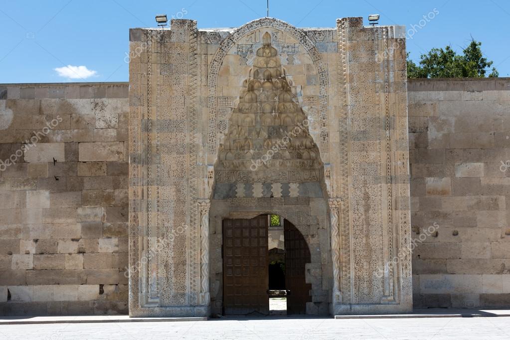 Entrance to the Sultanhani caravansary on the Silk Road, Turkey Stock ...