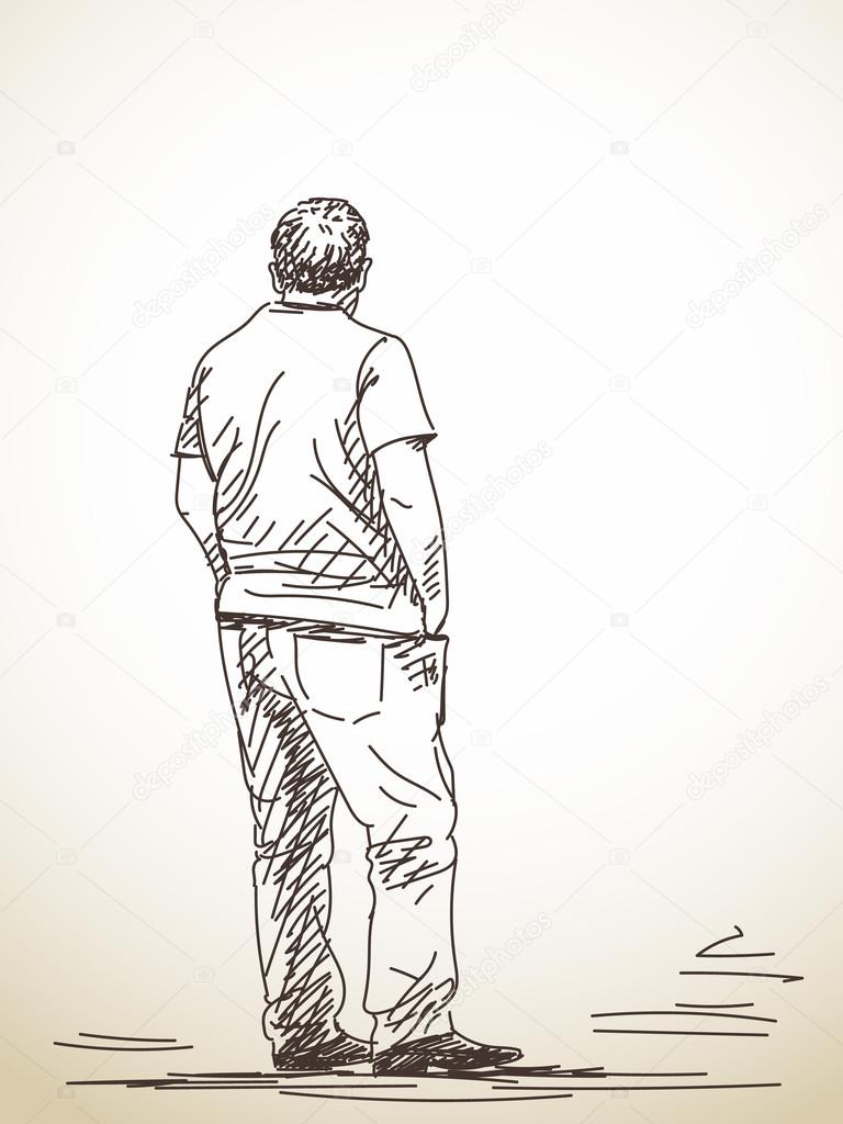 Person Back View Drawing