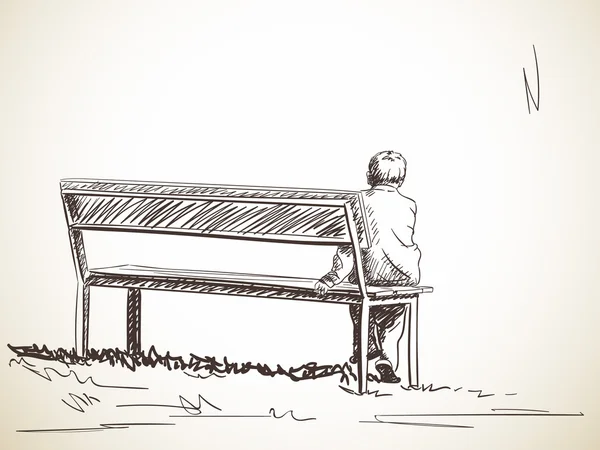 Person Sitting On A Bench Drawing
