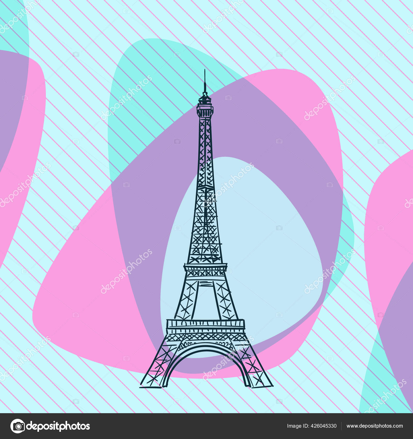 Eiffel Tower Pink Vector