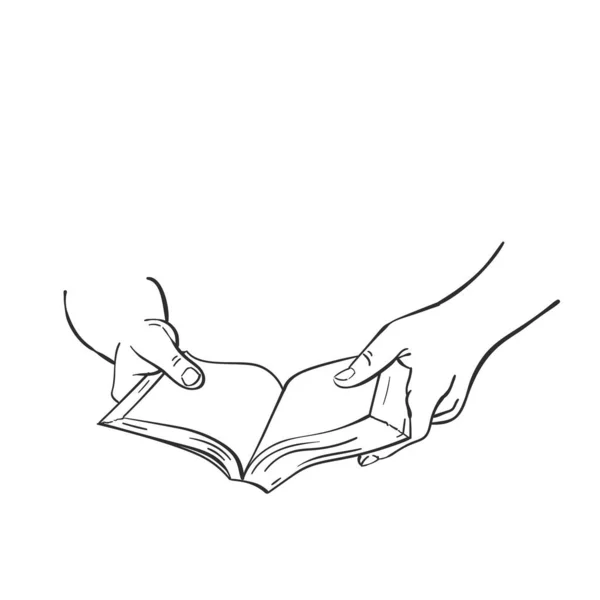 Sketch Hands Holding Open Book Blank Cover Mockup Hand Drawn Stock ...
