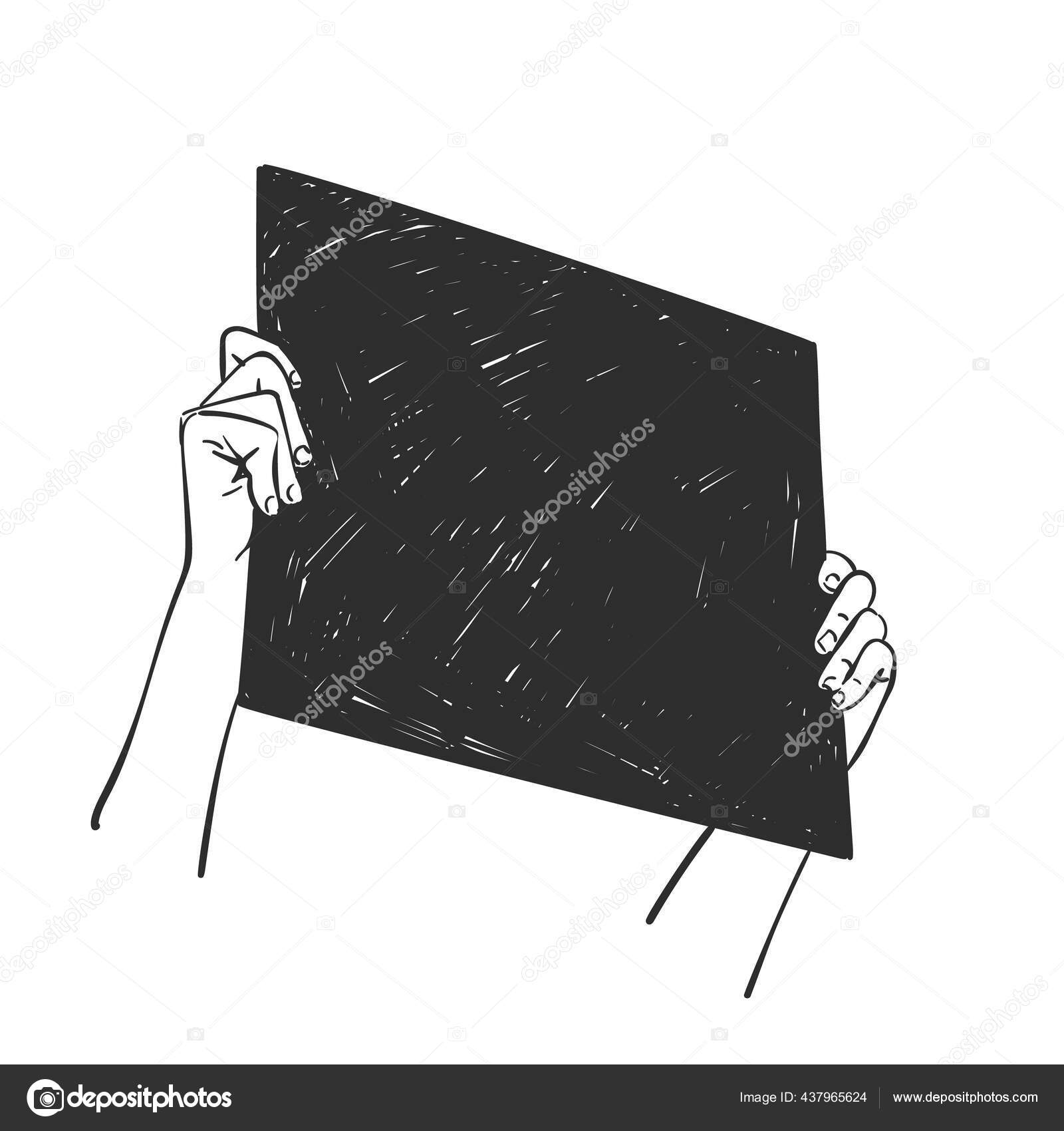 Hands Holding Black Square Banner Blackout Tuesday Concept Vector ...