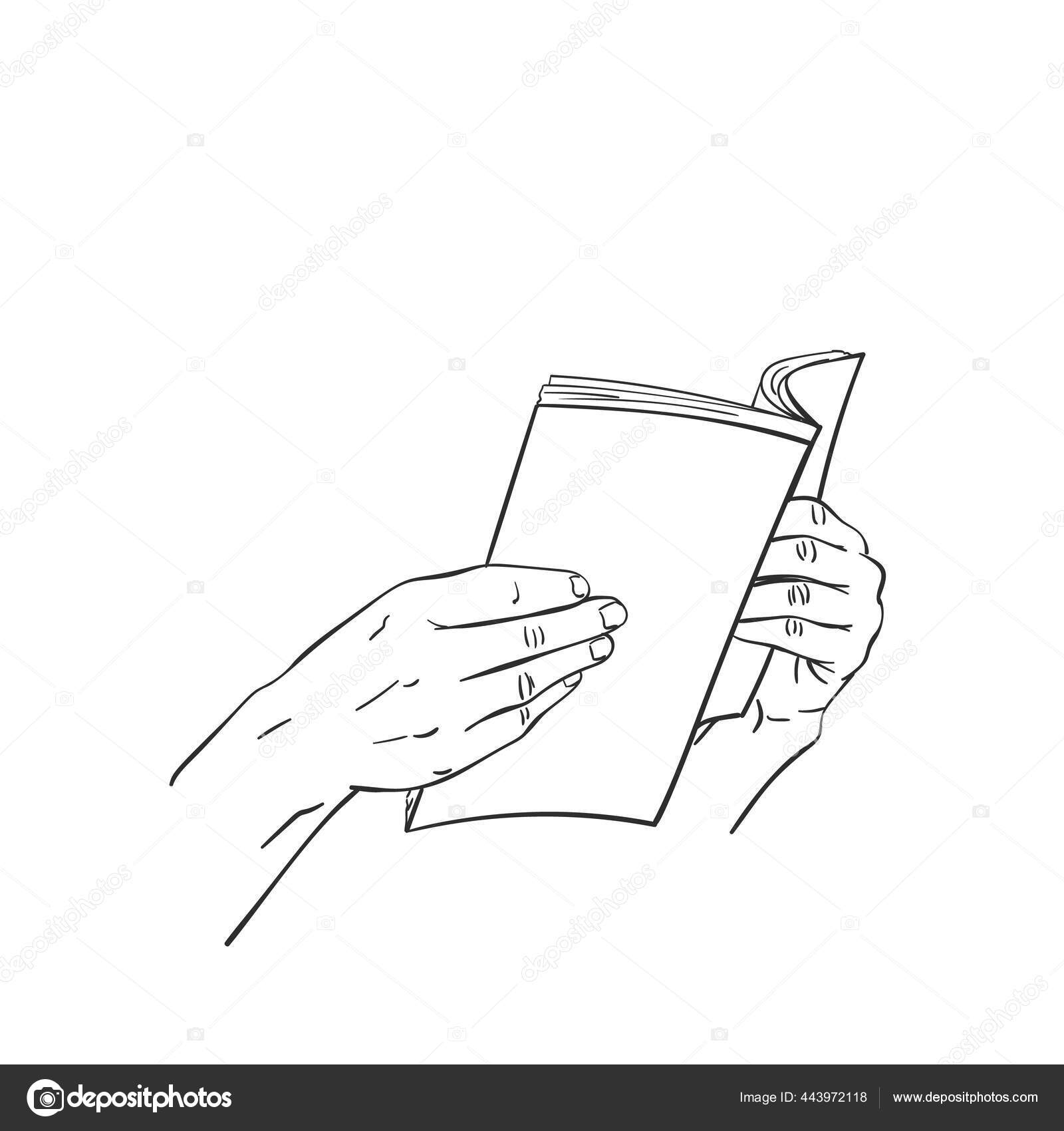 Sketch Open Book Hands Hand Drawn Isolated Vector Line Art Stock Vector ...