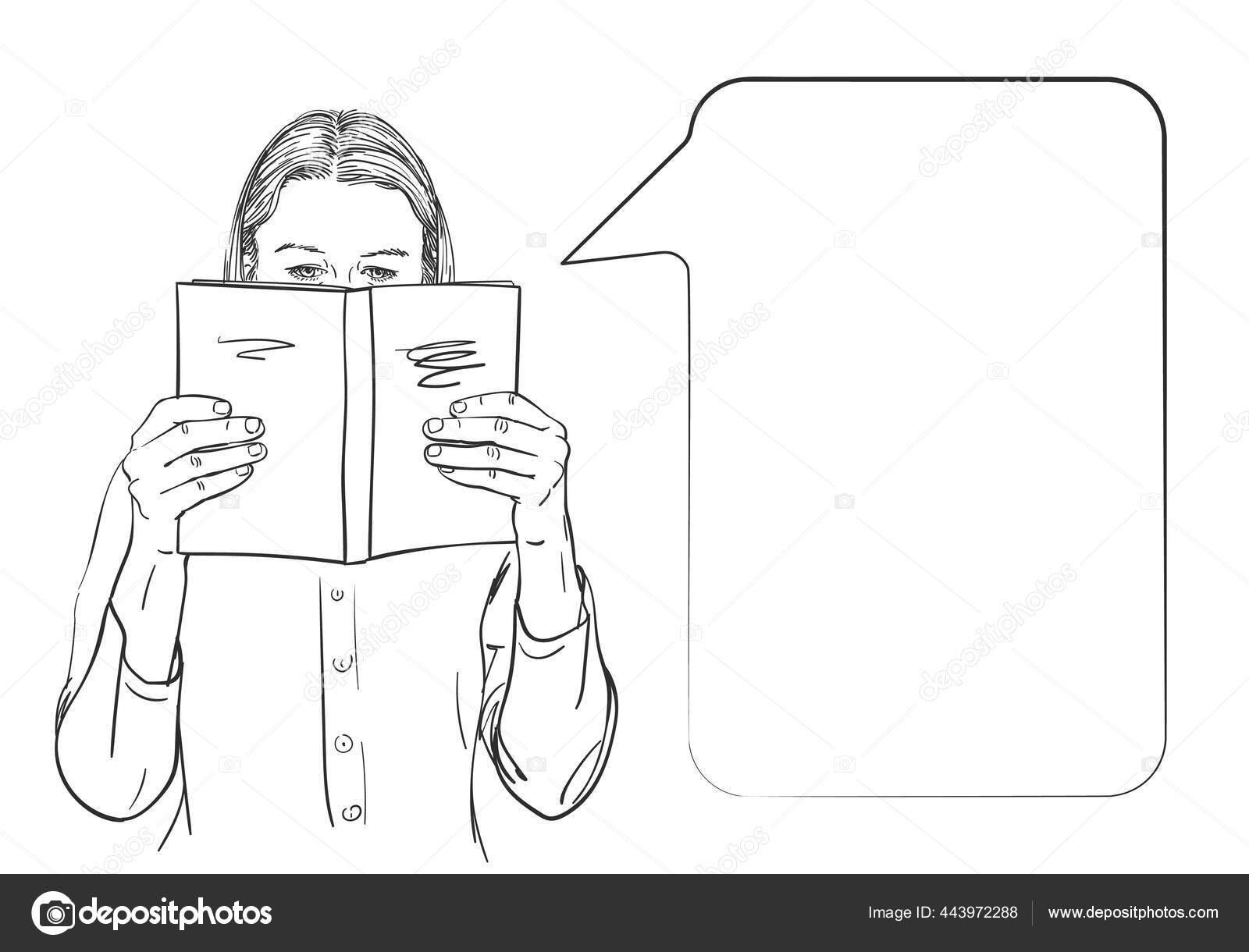 Girl Reading Book Face Half Book Talking Speech Bubble Vector Stock ...