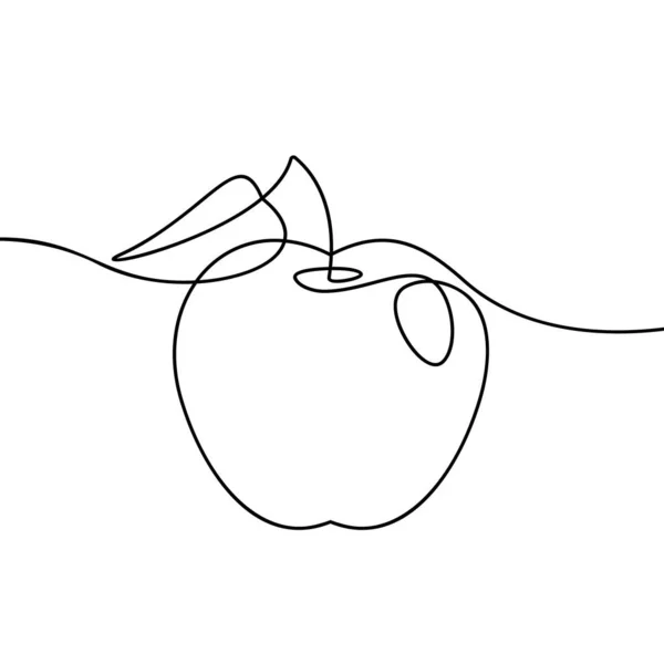 Apple Continuous Line Drawing Black White Vector Minimalistic Linear ...