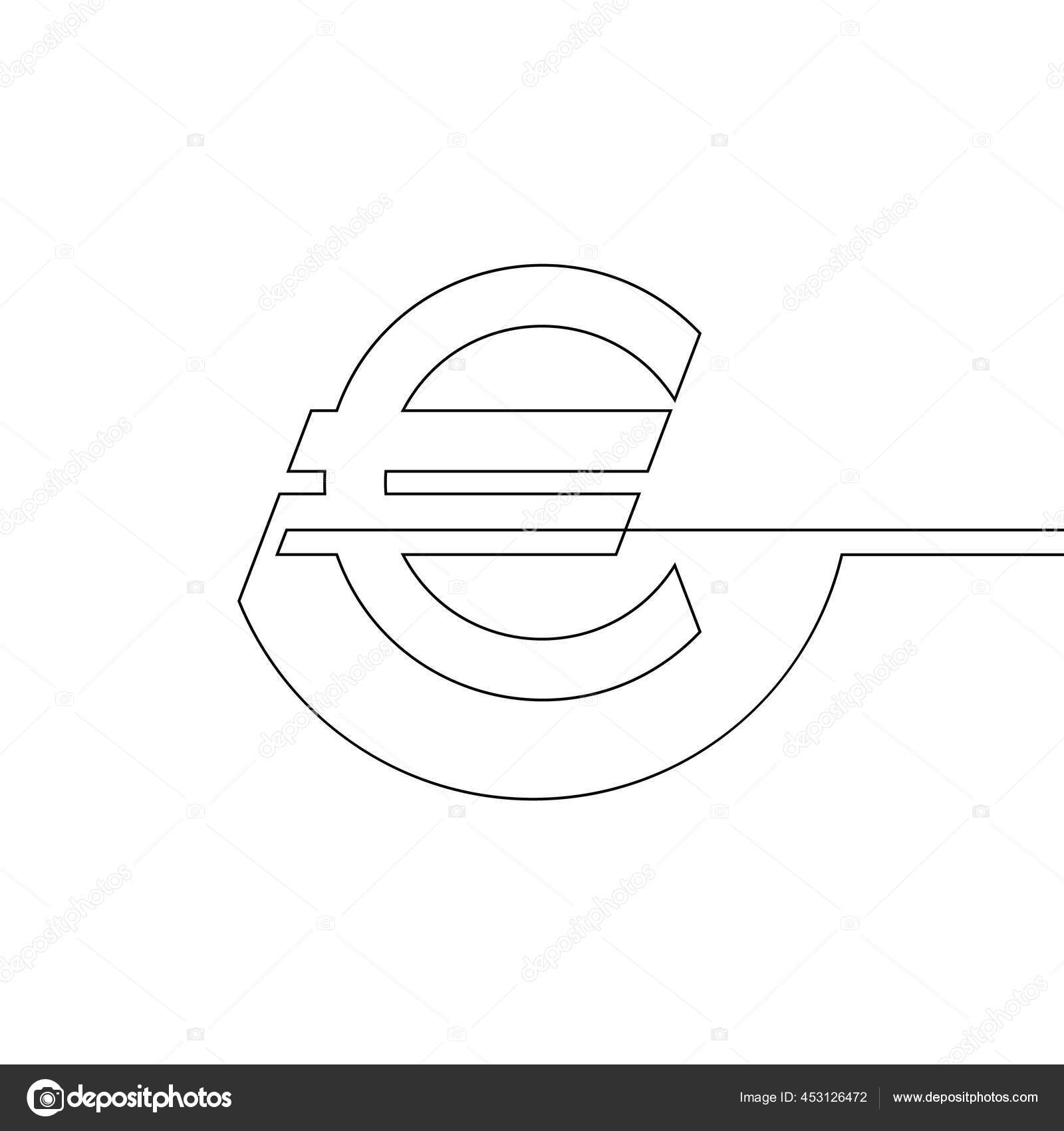 Dibujo Continuo Una Línea Signo Euro Ilustración Minimalista Vectorial ...