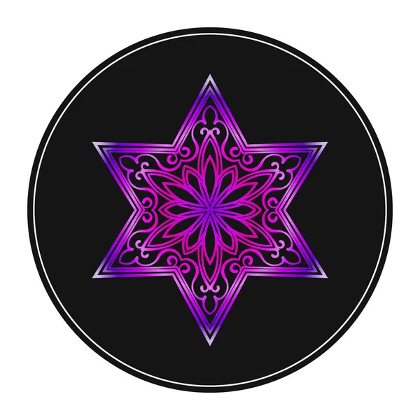 Six Pointed Star Zentangle Vivid Purple Color Mandala Design Element ...