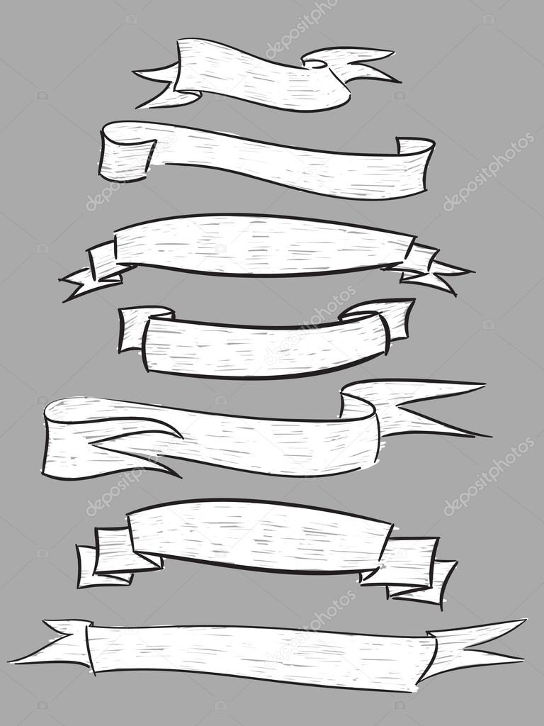 Hand drawn ribbon set Stock Vector by ©OlgaTropinina 57141793