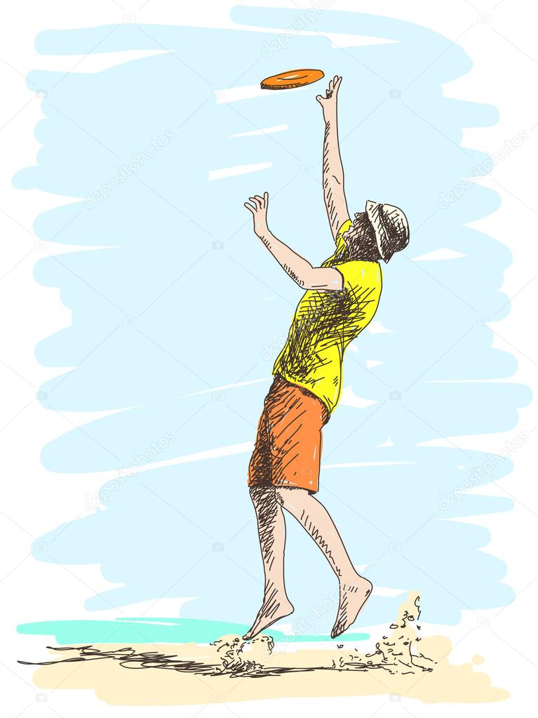 Man playing flying disc Stock Illustration by ©OlgaTropinina #57141927