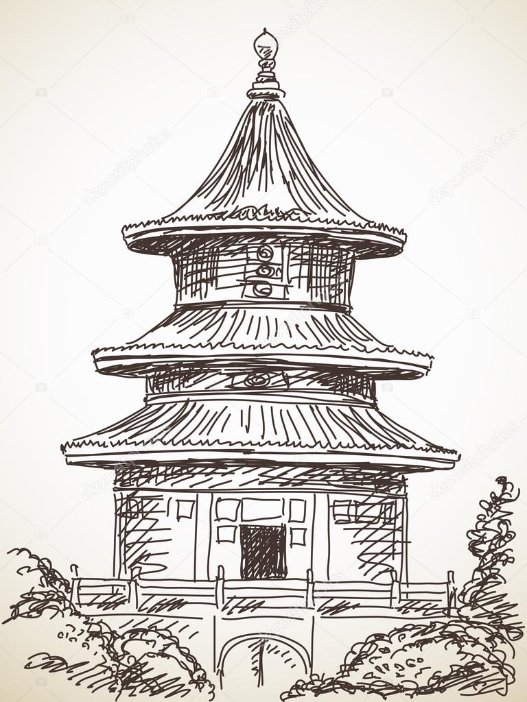 Chinese Pagoda Drawing