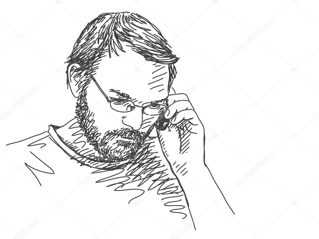 Sketch of man talking mobile phone Stock Vector Image by ©OlgaTropinina ...