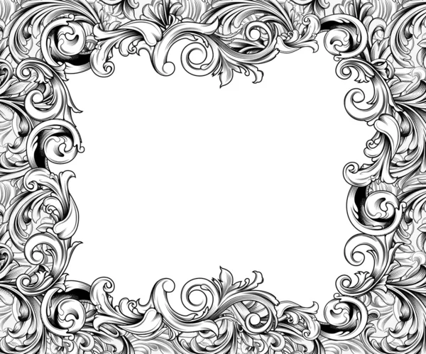 Baroque Horizontal Frame Ink Drawing - Stock Image - Everypixel