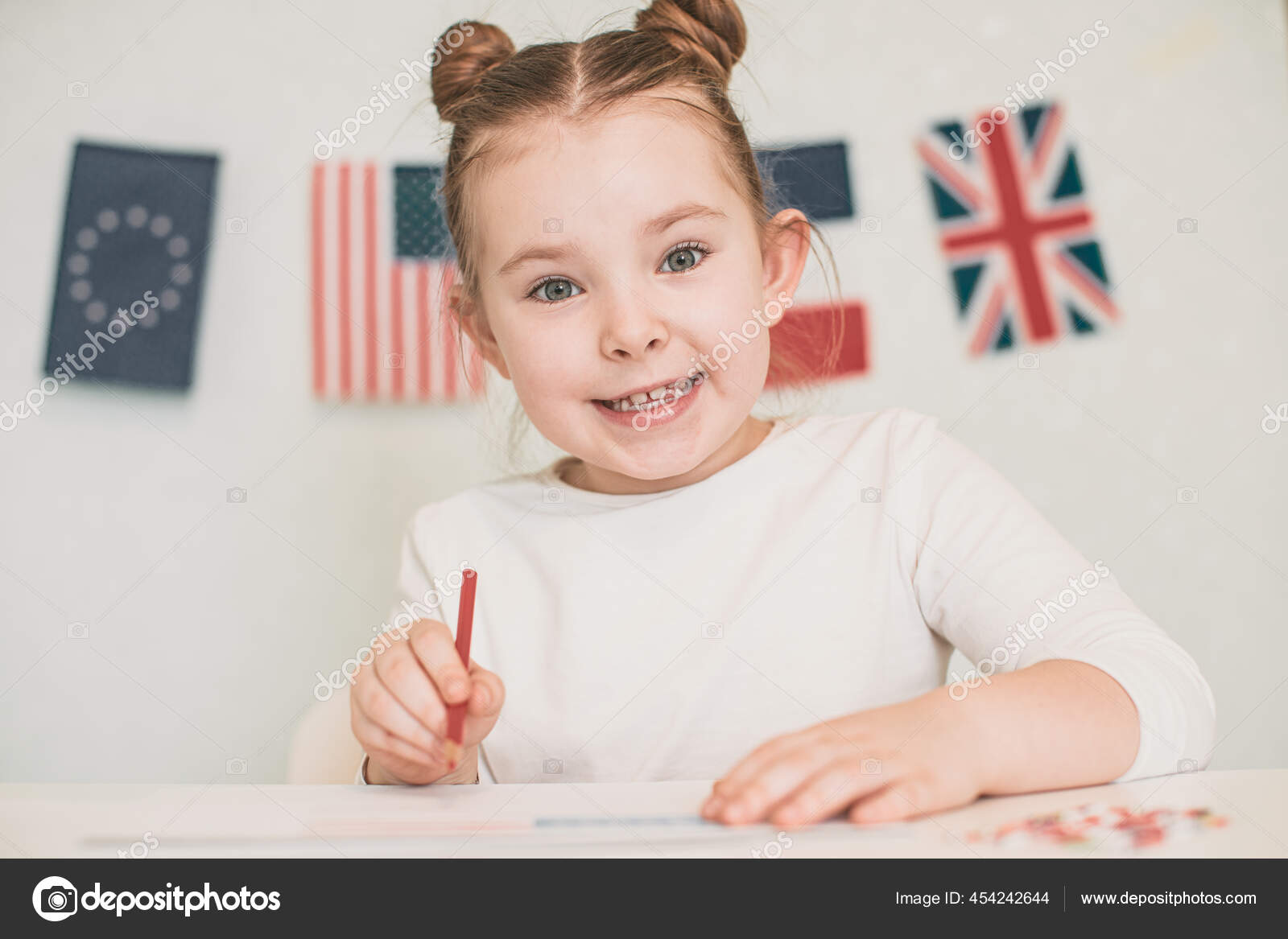 The child learns foreign languages. — Stock Photo © shellexx #454242644